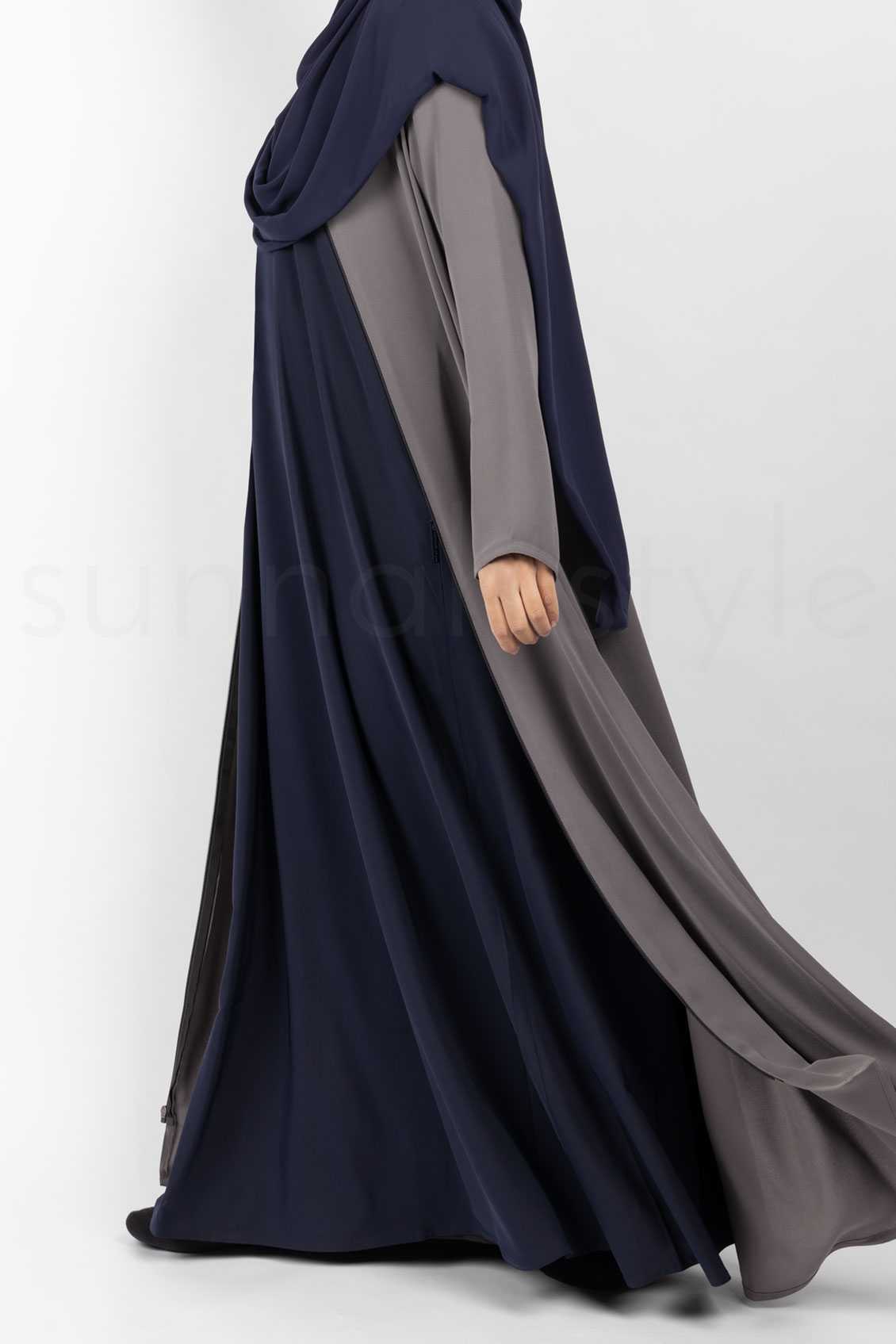 Essentials Full Zip Abaya (Gravel)